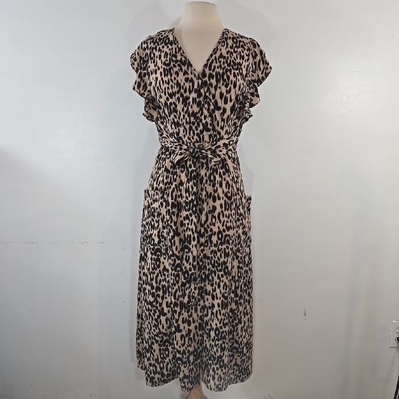 Sienna Sky | Dresses | Sienna Sky Animal Print Wrap Ruffled Cap Sleeve ...